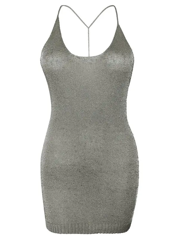 NATALIA FEDNER Sparkly Knit Mini Dress - Silver