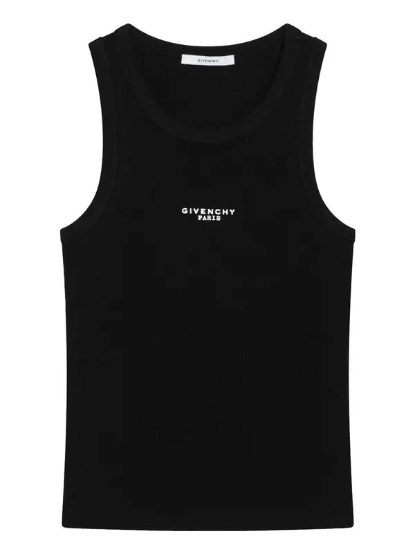 Givenchy Slim-cut Ribbed Tank Top With Logo - Black