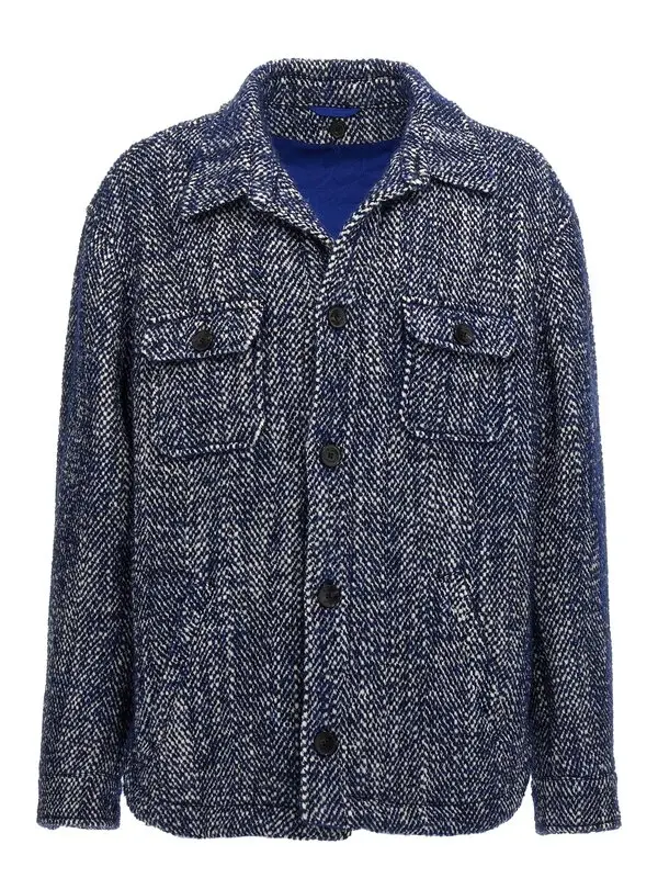 Etro Chevron Wool Blend Jacket - Blue