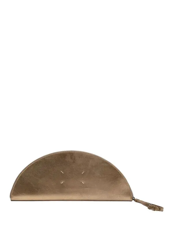 MAISON MARGIELA Halfmoon Metallic Leather Pouch - Silver