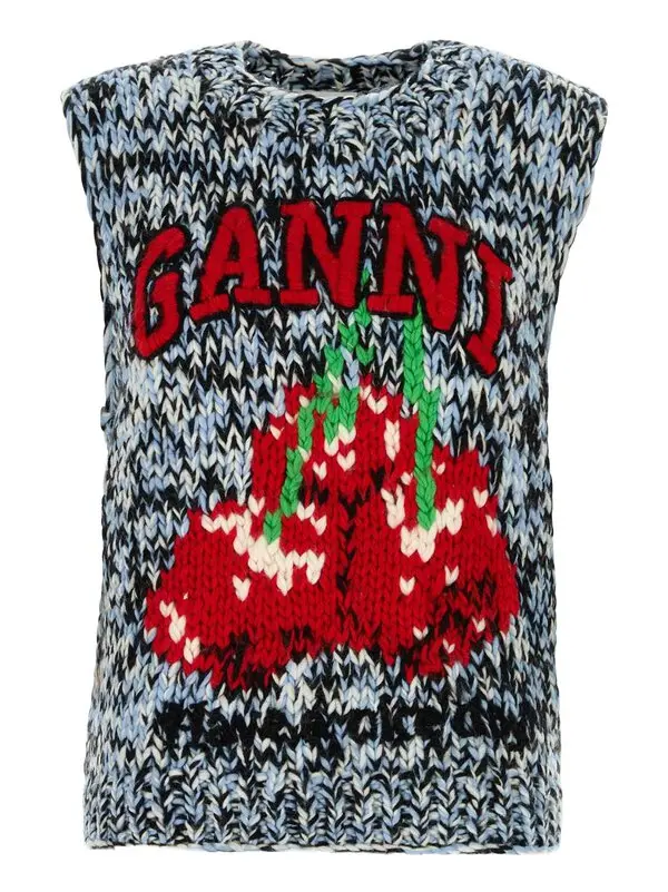 GANNI Wool Oversize Vest - Multicolor