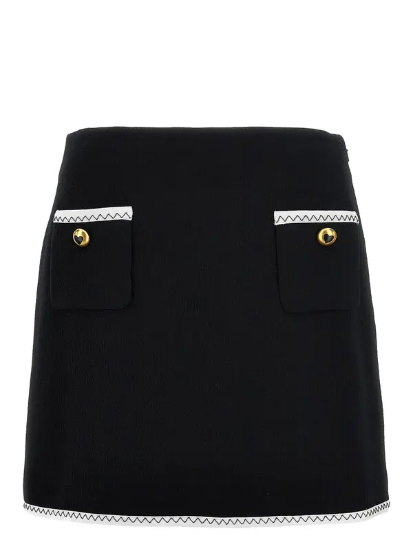 Moschino Heart Button Crepe Skirt - Multicolor