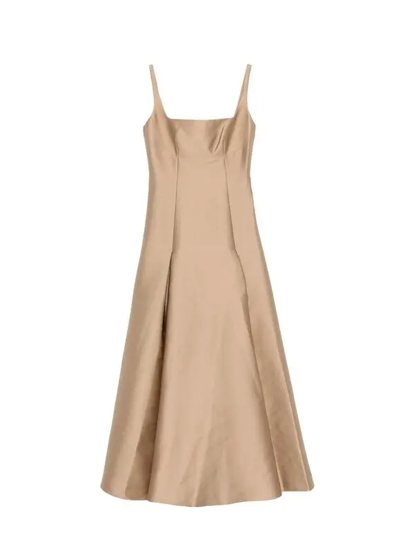 Roland Mouret Square Neck Pleated A-line Dress - Gold