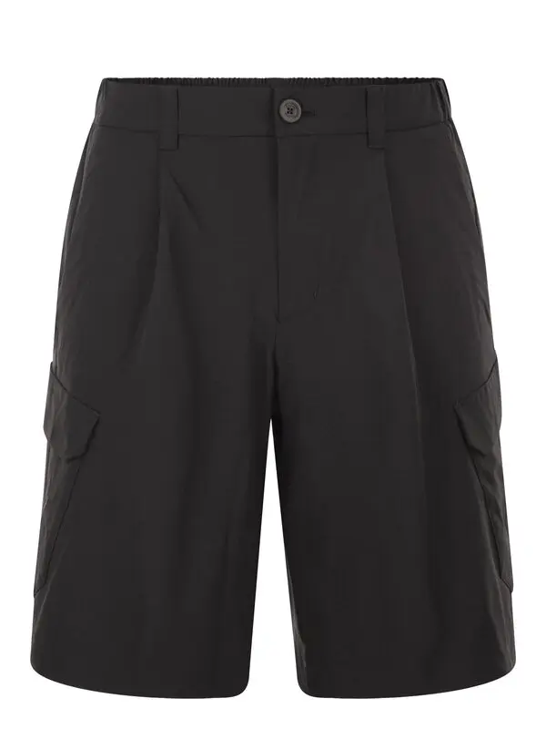 Herno Technical Fabric Cargo Bermuda Shorts - Black