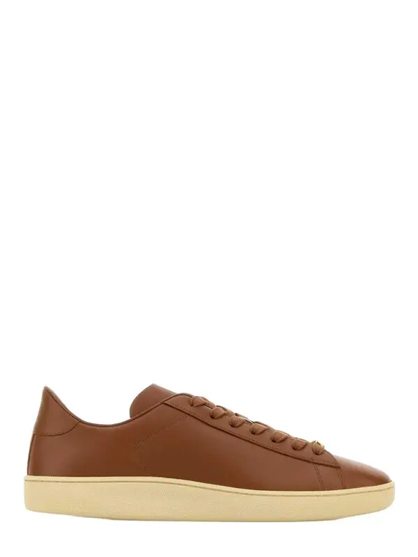Valentino Garavani Calf Leather Lace Up Sneakers - Brown