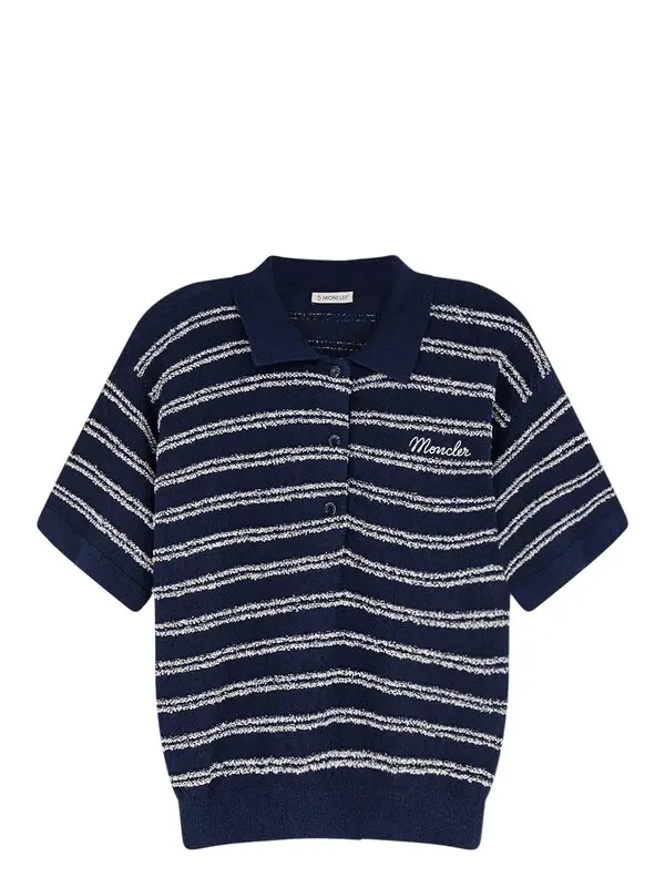 Moncler Cotton Blend Boucle Effect Polo Shirt - Multicolor