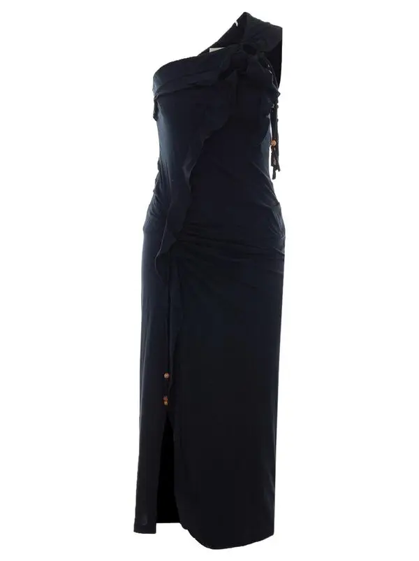Isabel Marant Étoile Asymmetrical Neckline Gathered Dress - Black