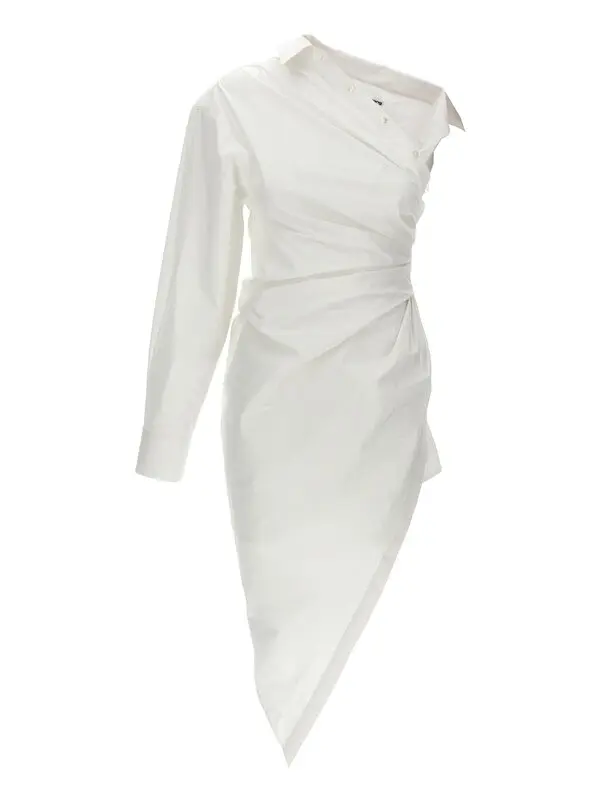Alexander Wang Asymmetrical One-shoulder Shirt Dress - White