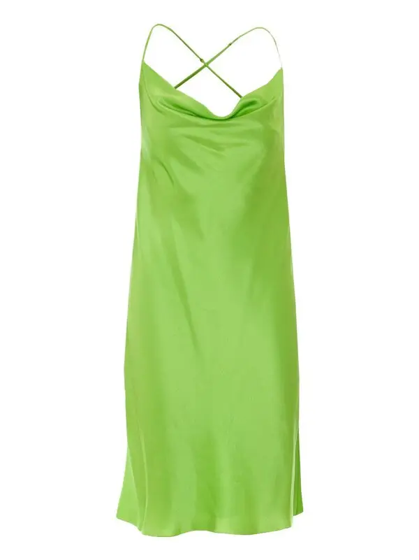 Saint Laurent Silk Satin Halter Neck Dress - Green
