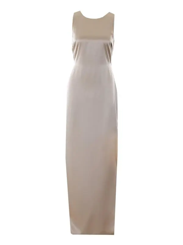 Max Mara Silk Satin Dress With Bow Detail - Cream