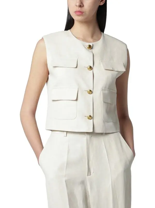 P.a.r.o.s.h Linen-blend Waistcoat - Cream