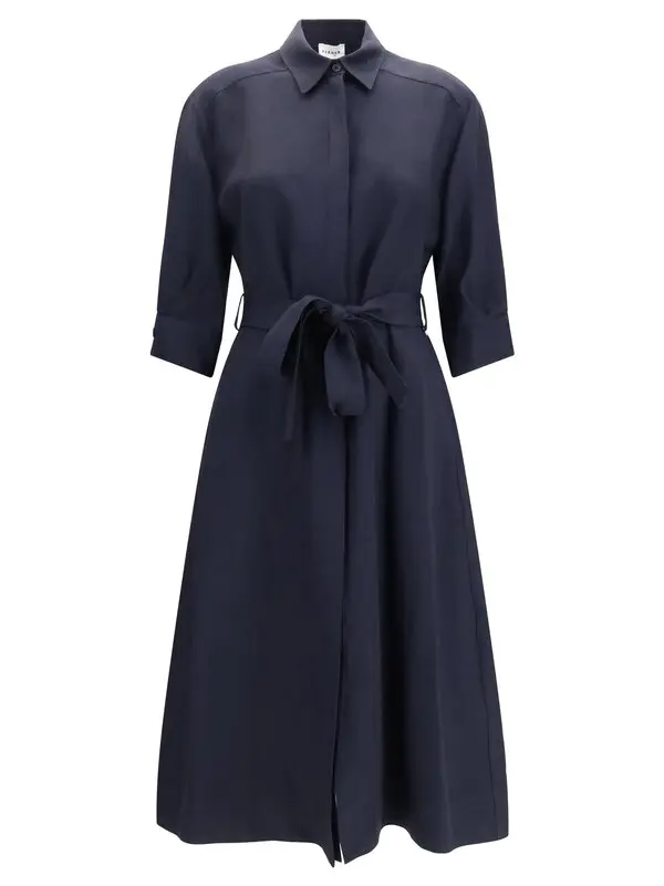 P.a.r.o.s.h Belted Shirt Dress With 3/4 Sleeves - Blue