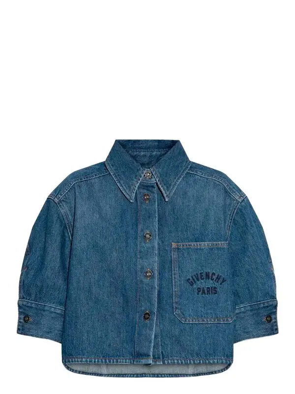 Givenchy Cropped Cocoon Shirt In Medium Denim - Blue