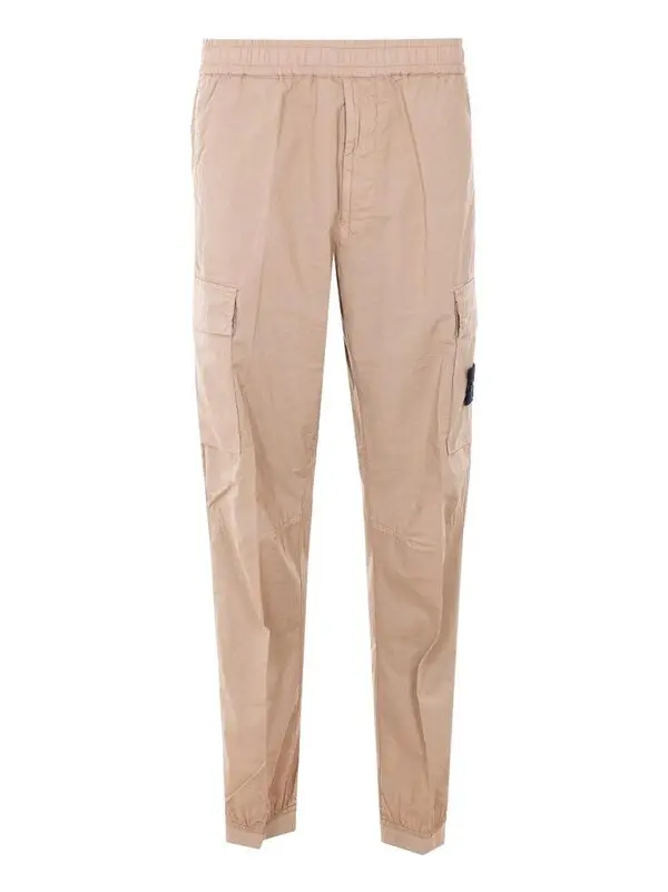 Stone Island Logo Cargo Pants - Cream