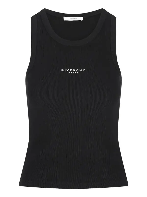Givenchy Slim-fit Cotton Tank Top With Paris Print - Black