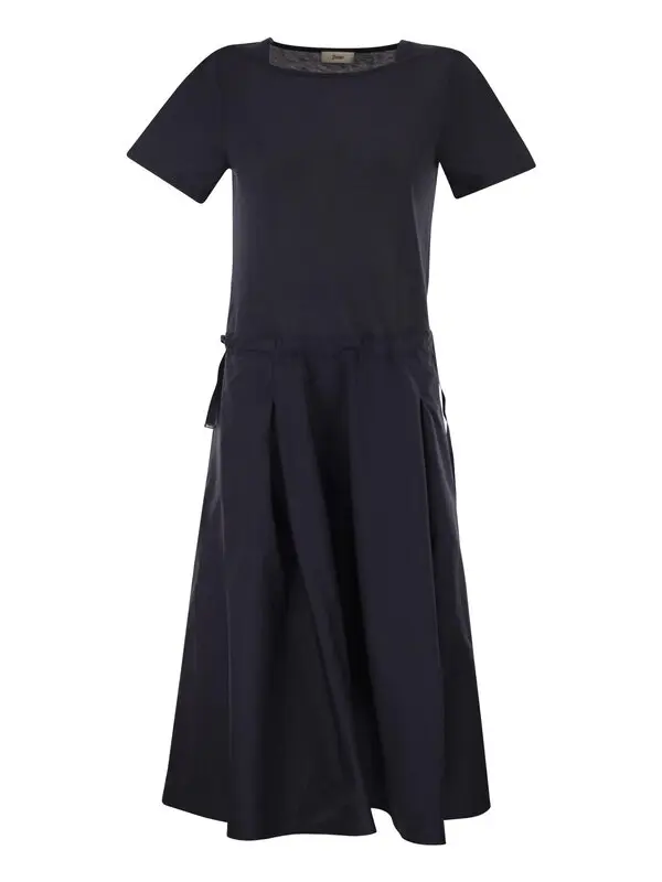 Herno Jersey And Poplin Combination Dress - Blue