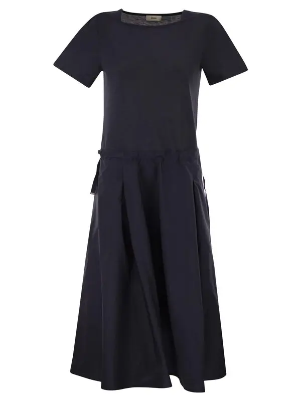 Herno Jersey And Poplin Combination Dress - Blue