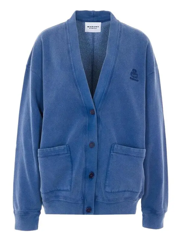 Isabel Marant Étoile Stephy" Embroidered Logo V-neck Cardigan - Blue