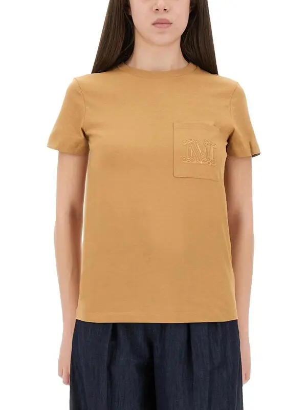 Max Mara Papaya T-shirt With Pocket Detail - Cream