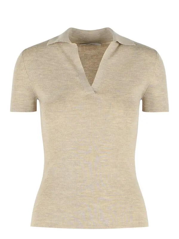 Max Mara Albero Virgin Wool Polo Shirt - Cream
