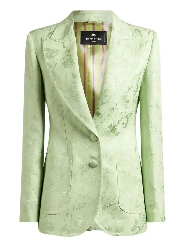 Etro Fitted Jacket With Floral Motif - Green