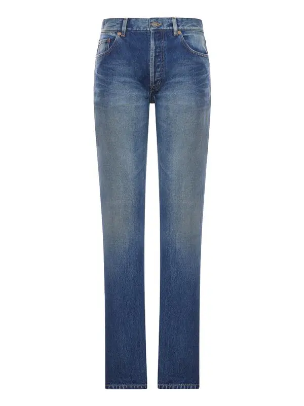 Saint Laurent Straight Leg Denim Jeans - Multicolor