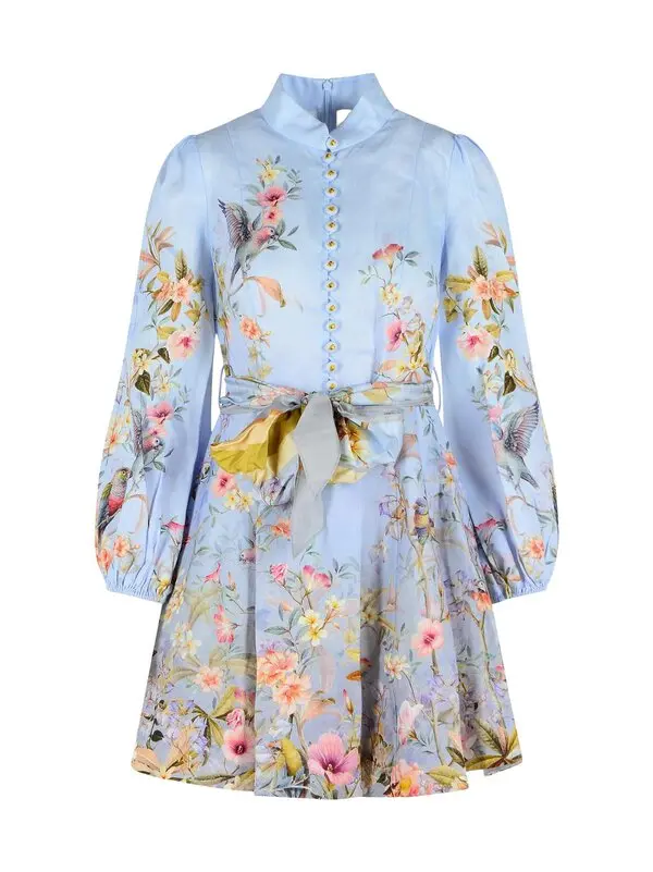 Zimmermann Rebellion Light Blue Linen Dress - Multicolor