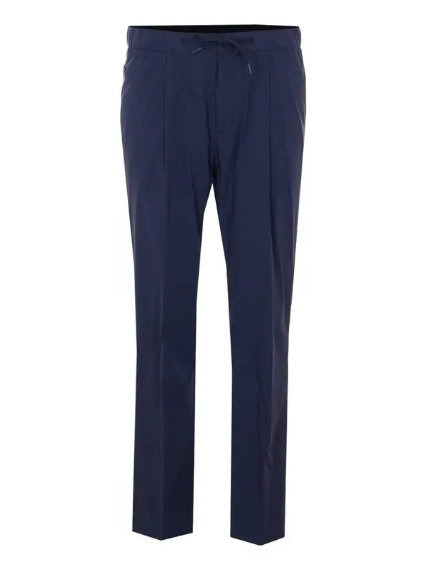 Herno Pleated Drawstring Waist Straight-leg Trousers - Blue