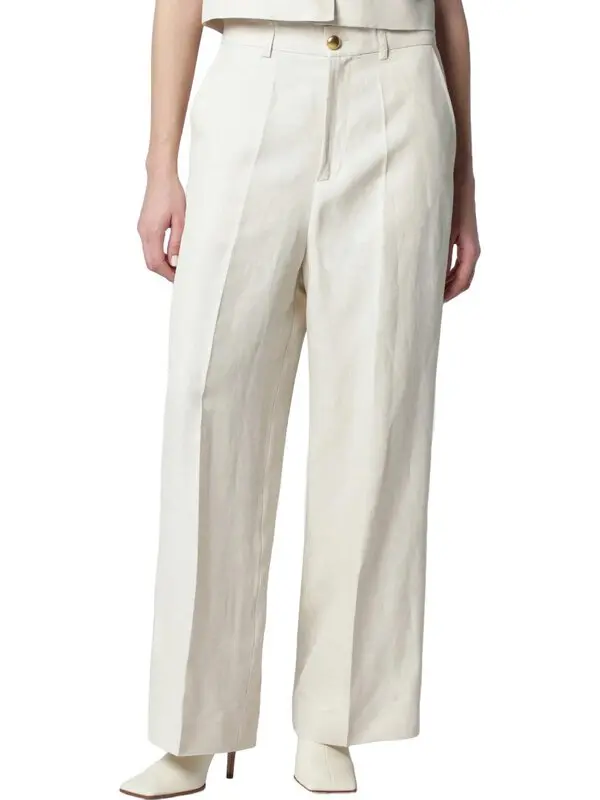 P.a.r.o.s.h Linen-blend Palazzo Trousers - Cream