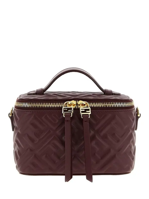 Fendi Vanity Crossbody Bag With Embossed Ff Pattern - Red