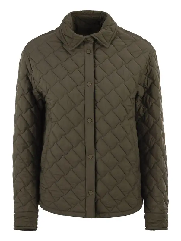Herno Quilted Shirt Jacket With Diamond Stitching - Green