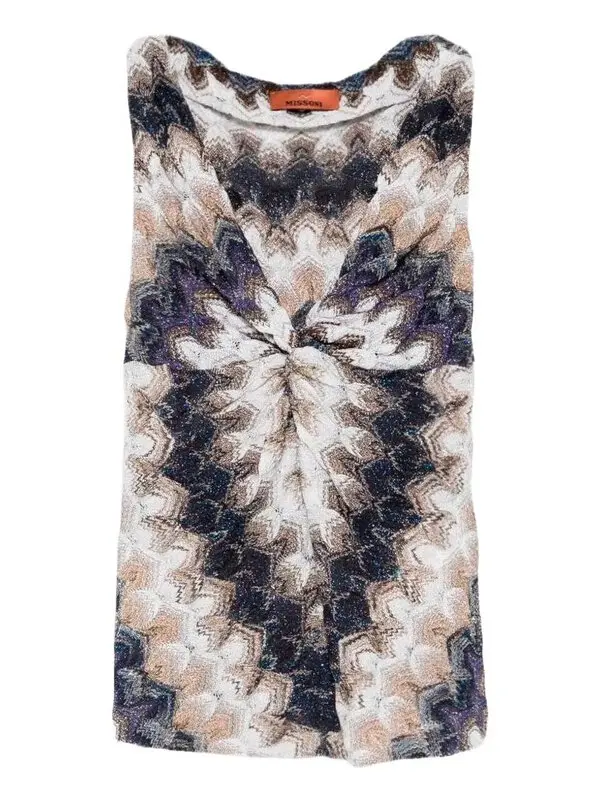 Missoni V-neck Zigzag Knit Top - Multicolor