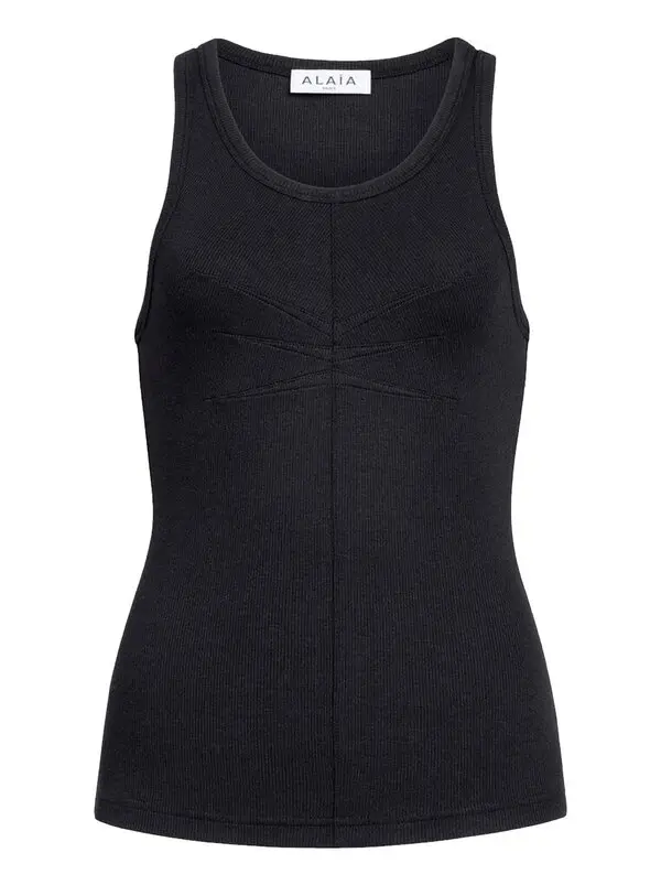 Alaïa Darts Cotton Tank Top - Black