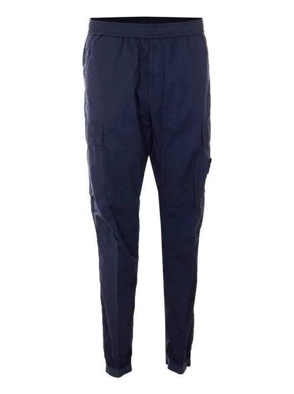 Stone Island Logo Cargo Pants - Blue