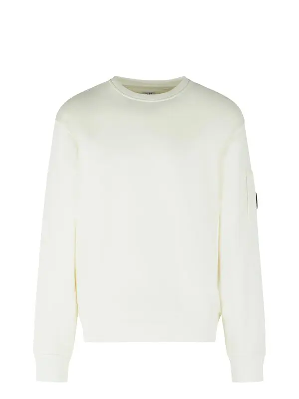 C.P. COMPANY Cotton Sweatshirt With Lens Appliqu - White