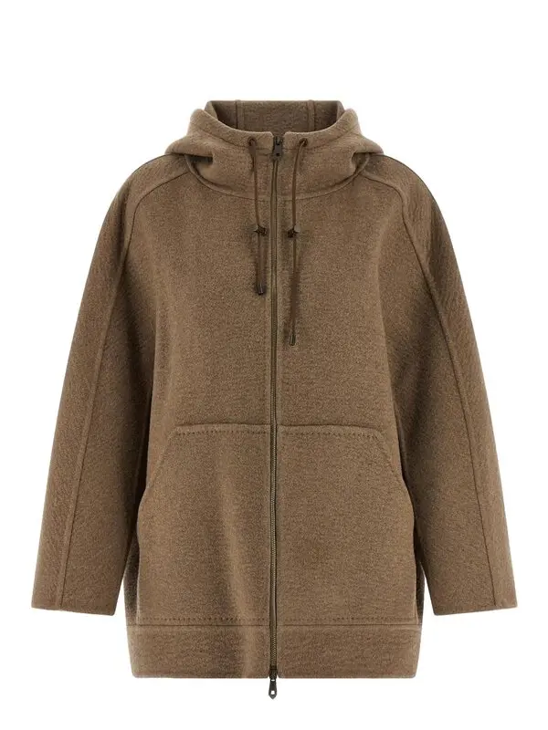 Max Mara Wool Blend Hooded Coat - Cream