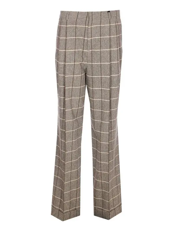 Valentino Garavani Wool Trousers With Check Print - Gray