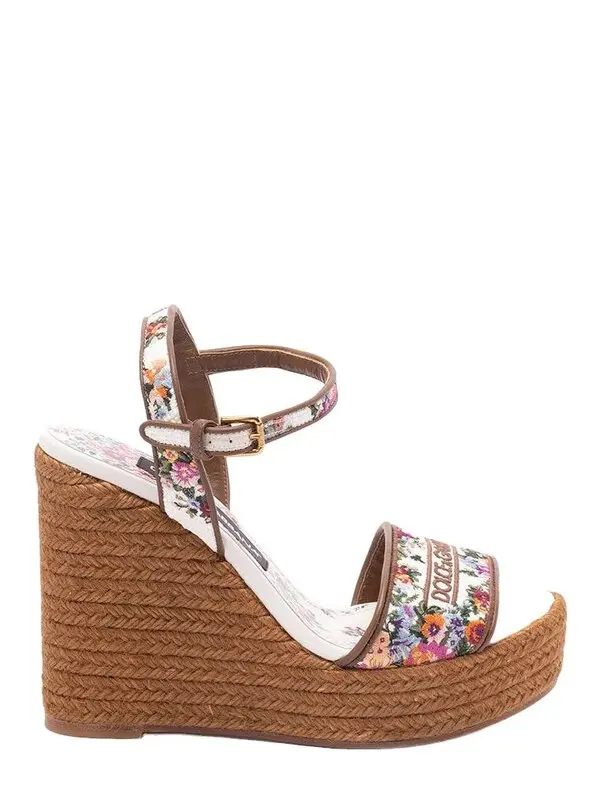 Dolce & Gabbana Wedge Sandals With Majolica Embroidery - Multicolor