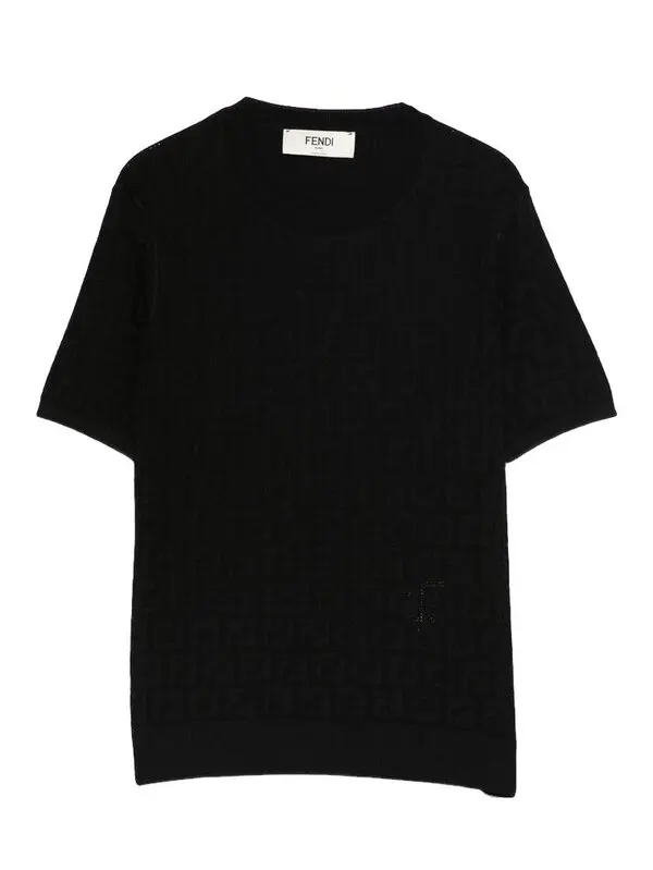 Fendi All-over Pattern Short Sleeve Top - Black