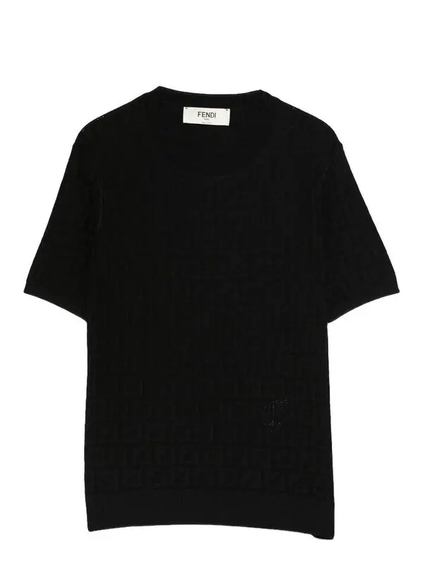 Fendi All-over Pattern Short Sleeve Top - Black