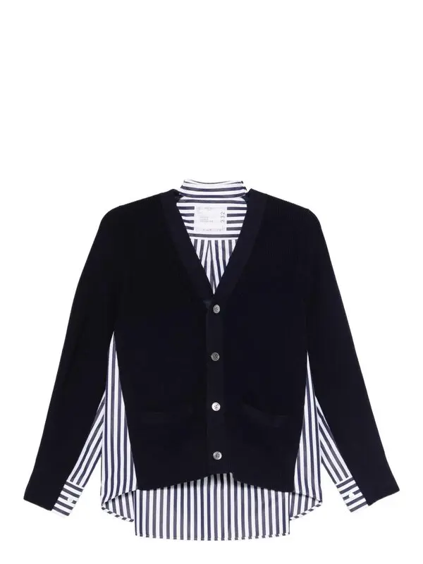 Sacai V-neck Cardigan With Stripe Detail - Multicolor