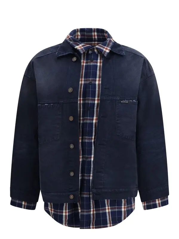 Balenciaga Patched Shirt Jacket - Blue