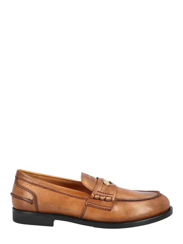 Miu Miu Vintage-effect Leather Penny Loafers - Brown