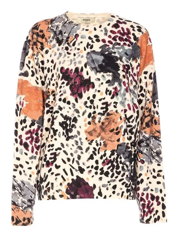 Fendi Effect Graphic Print Long-sleeve Crew Neck Sweater - Multicolor