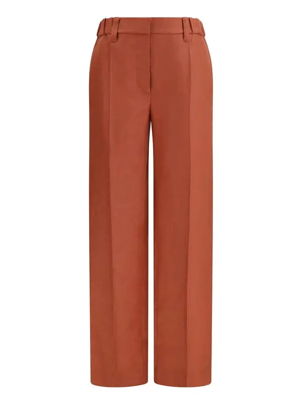 Brunello Cucinelli Linen Wide-leg Pants With Elastic Waistband - Red