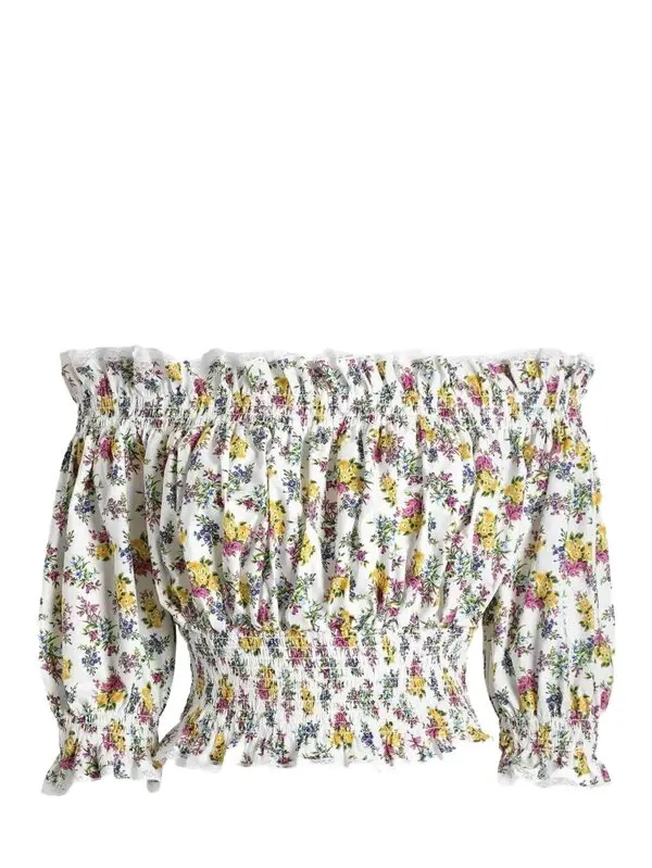 Dolce & Gabbana Off-the-shoulder Printed Cotton Top - Multicolor