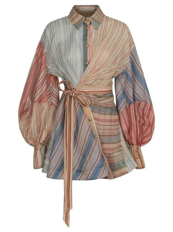 Zimmermann Rebellion Linen And Silk Mini Dress - Multicolor