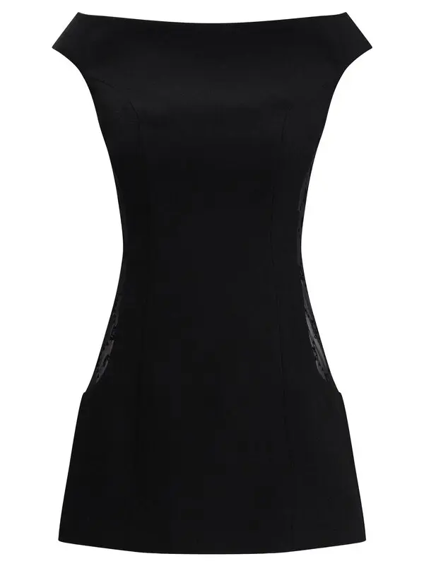 MARINE SERRE Wool Bouclé Sleeveless Mini Dress - Black