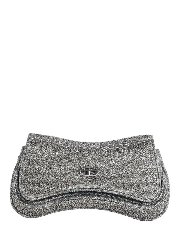 DIESEL® Play Clutch In Silver Glitter Fabric - Gray