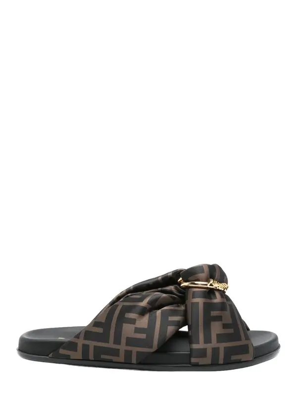 Fendi Ff" Logo Twist Slide Sandals - Multicolor